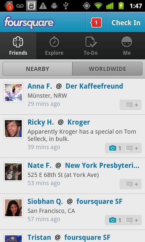 Foursquare för Android uppdaterad - M3